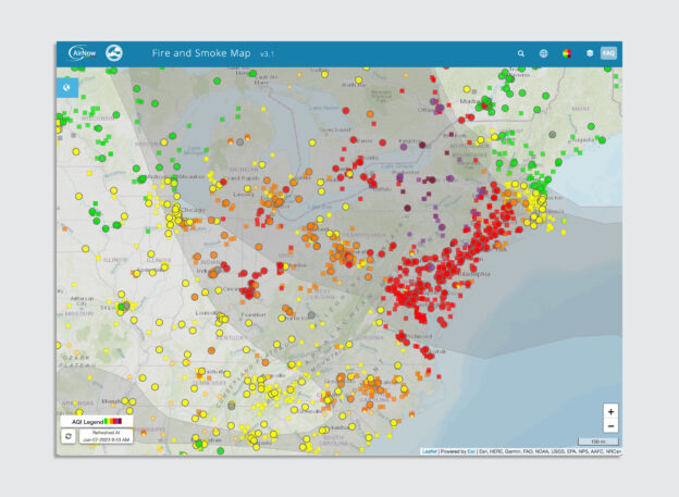Air quality index maps show where wildfire smoke is the worst