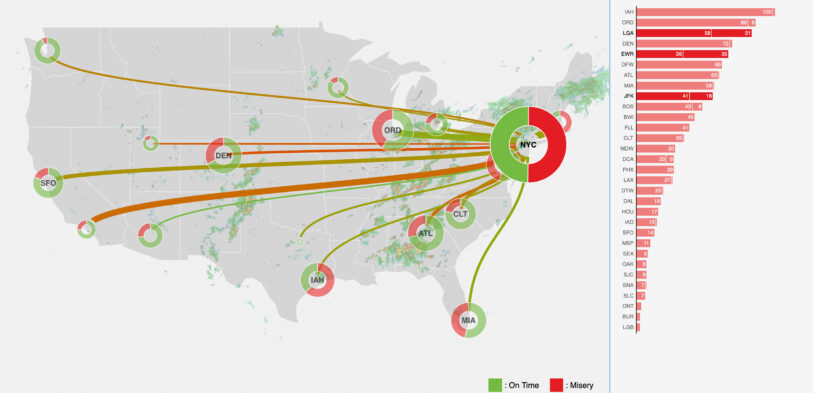 Worst airport delays right now, according to Misery Map